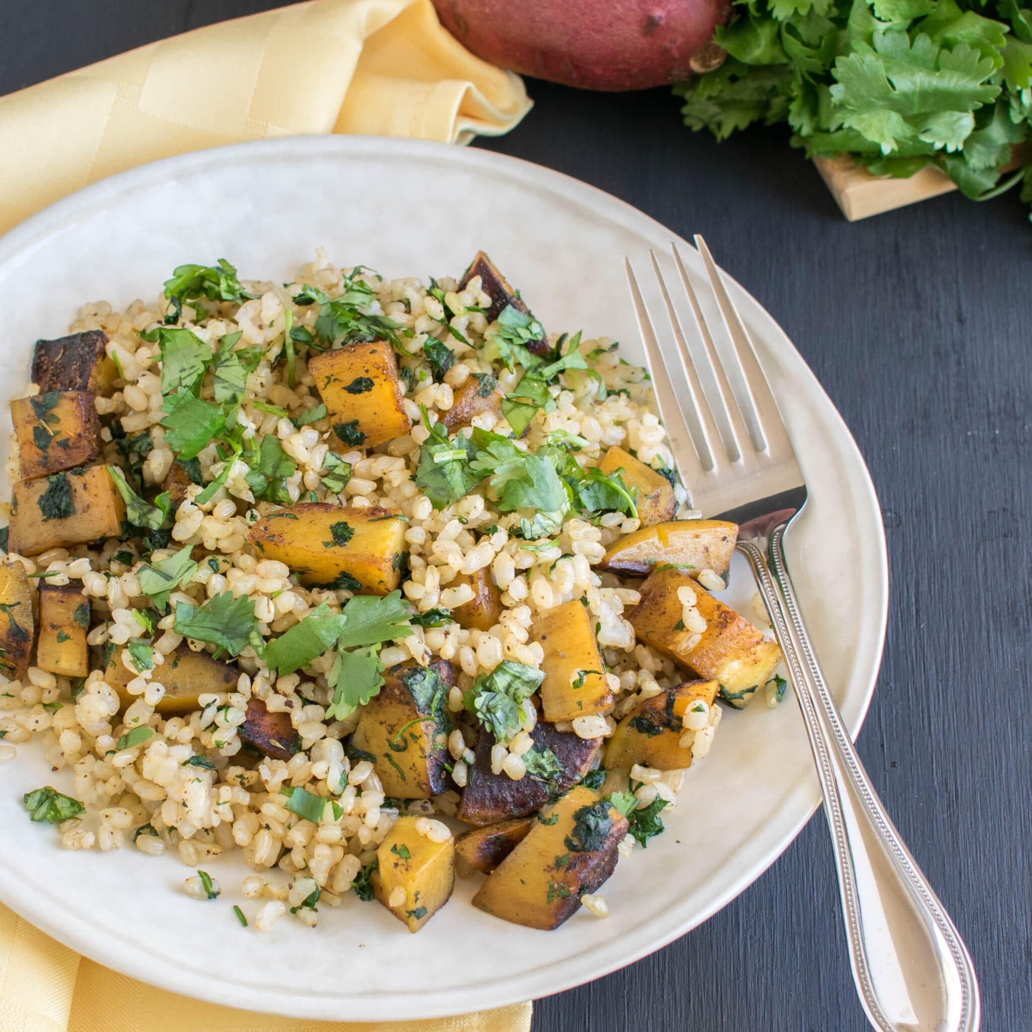 Cajun Spiced Sweet Potato Cilantro Pilaf | V + GF | kiipfit.com