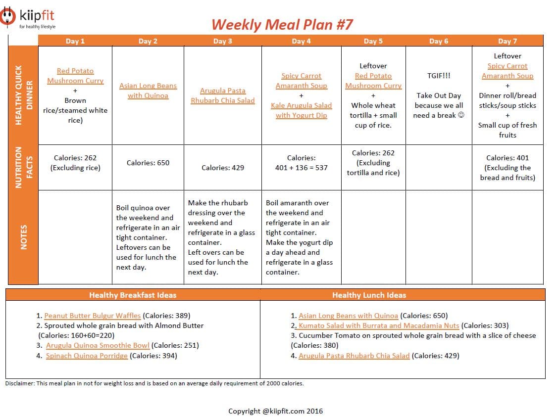 Weekly Meal Plan 7