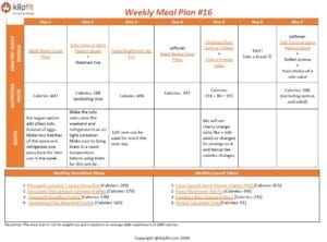 Weekly meal Plan #16