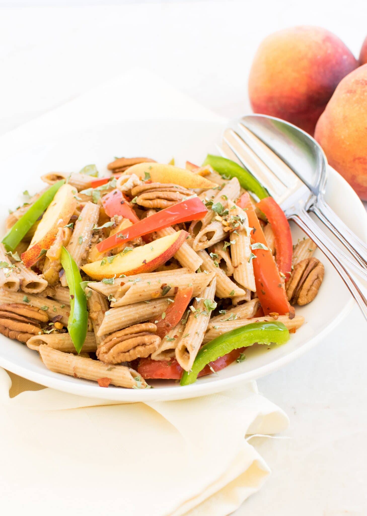 Peach Pecan Pasta | vegan pasta dinner | kiipfit.com