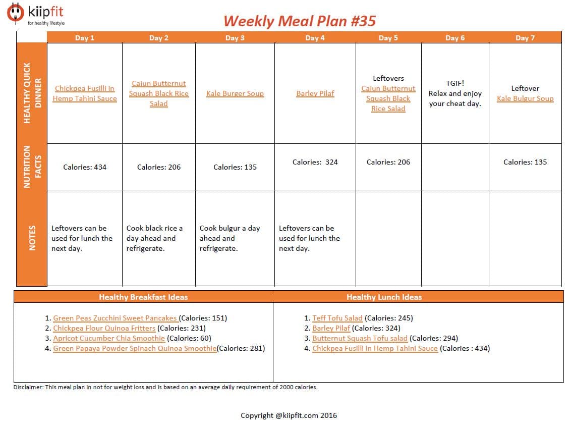 Weekly Meal Plan #35