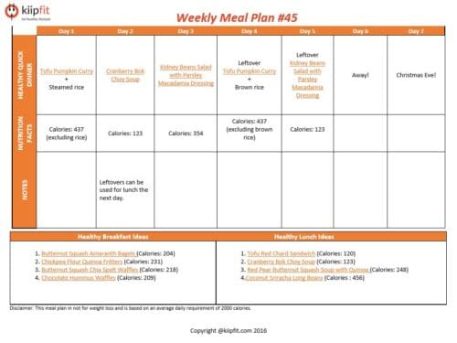 Weekly Meal Plan #45