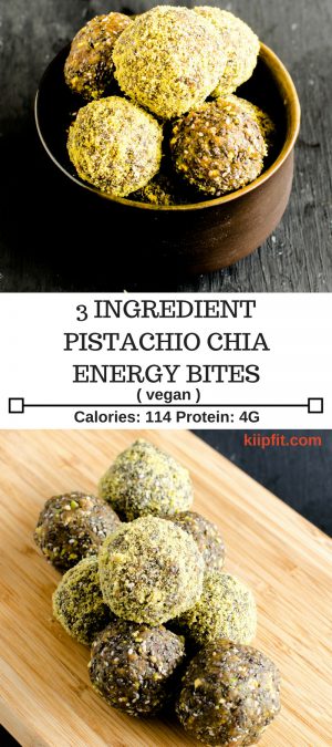 3 Ingredient Pistachio Chia Energy Bites [ vegan + gf + paleo ] kiipfit.com