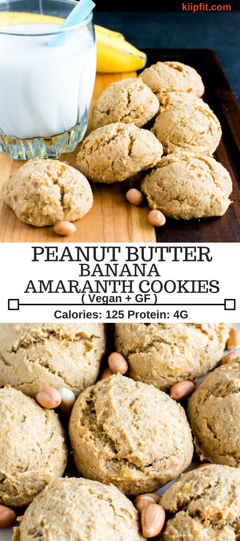 Peanut Butter Banana Amaranth Cookies [ Vegan + GF ] kiipfit.com