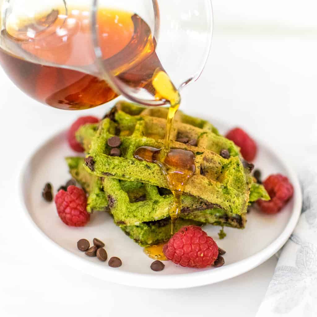 Oat Flour Green Waffles with Spinach (Vegan) - kiipfit.com