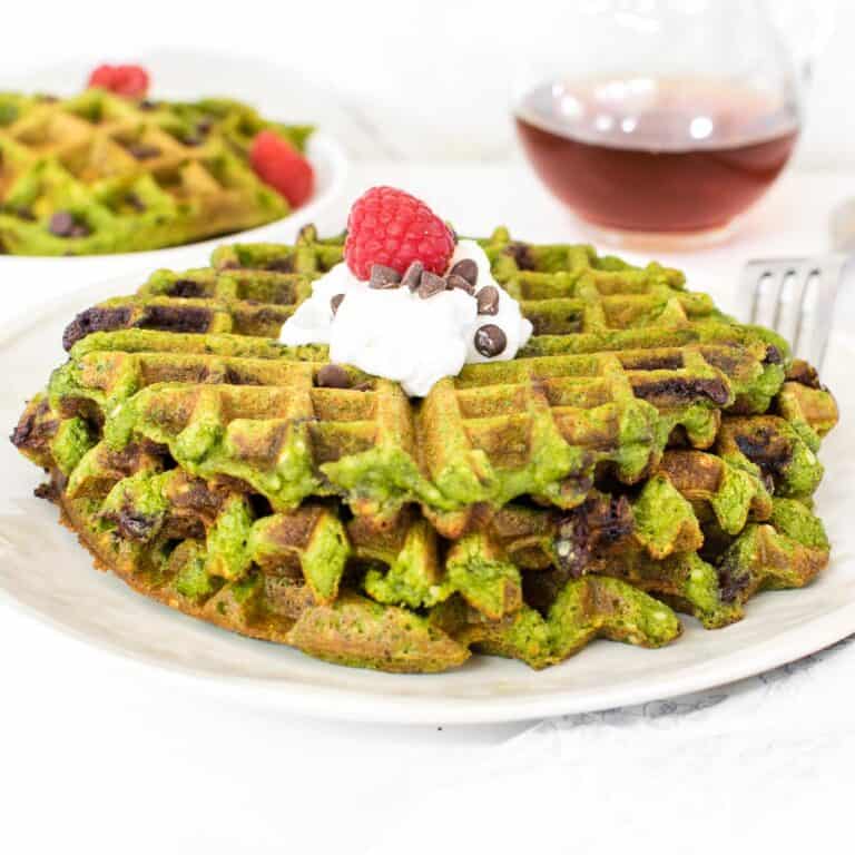 Oat Flour Green Waffles with Spinach (Vegan) - kiipfit.com